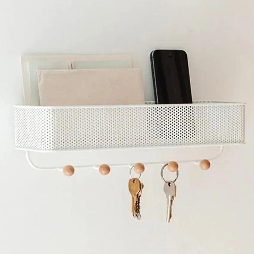 Shop Metal Wall Mounted Rack With Key Holder | 12 x 4 x 4 inches – Dusaan